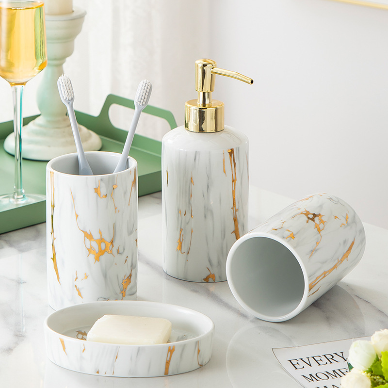 Bathroom Marble Bathroom Wash Kit Ceramic - VintiCraft